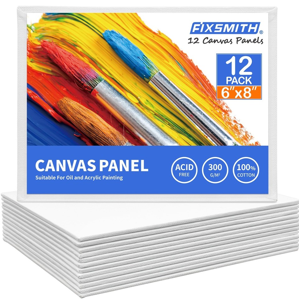 12 Pack 6x8 Inch Blank Canvas Panels - 100% Cotton Primed Art Supplies ...