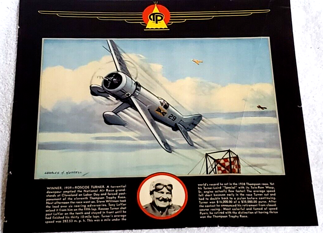 Aviators Roscoe Turner Print airplane WINNER 1939 lithograph Hubbell ...