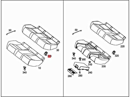 Genuine MERCEDES S205 W205 Isofix Cover rear seat cushion ...