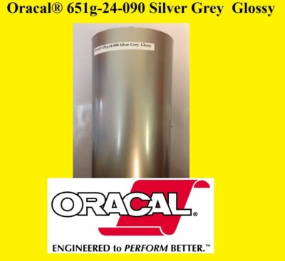 12" x 10 FT Roll Silver Grey Glossy Oracal 651 Adhesive Cutter Plotter ...