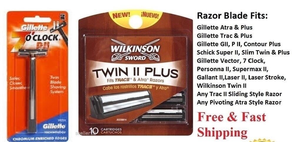 *11 Trac II Blades Wilkinson Super Plus 2 Cartridge Refill Gillette ...