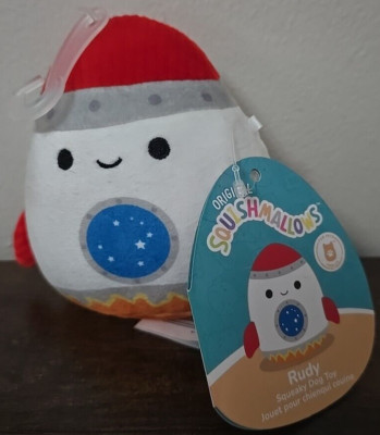 Original Squishmallow Rudy the Rocketship 3.5" Squeaky Dog Toy NWT Rare ...