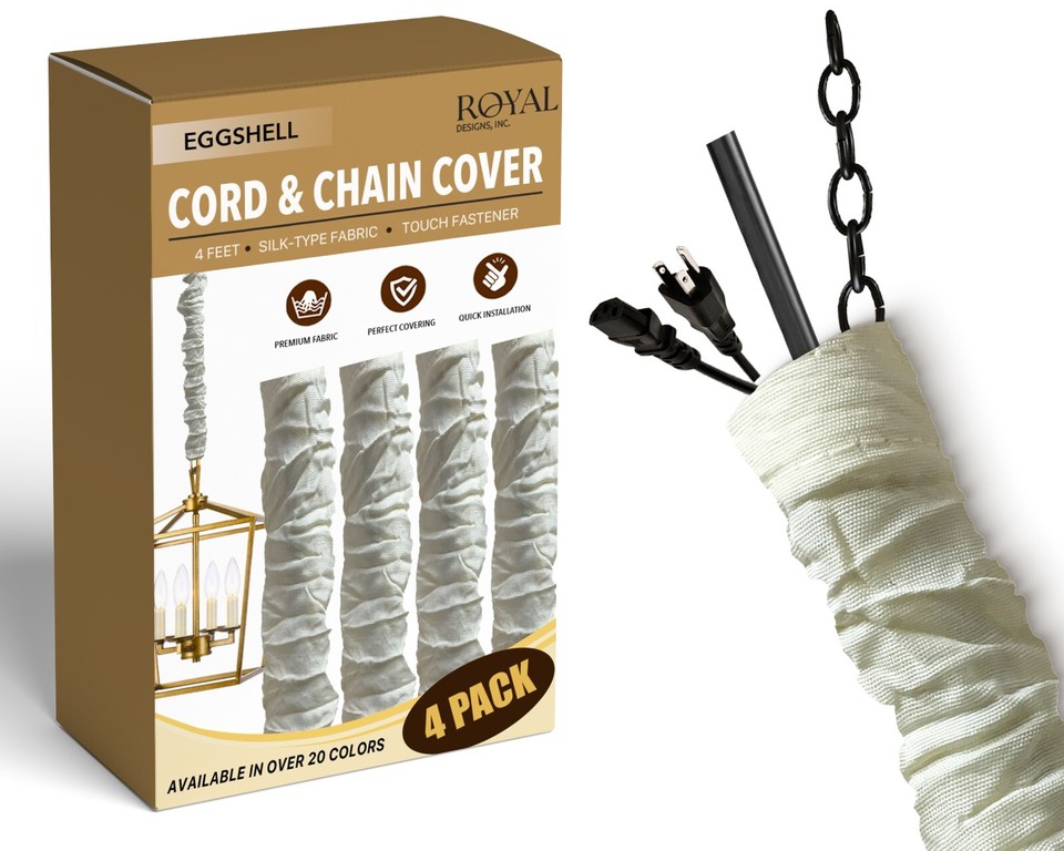 Royal Designs, Inc. Decorative Fabric Cord Cover Chandelier Chain Cover ...