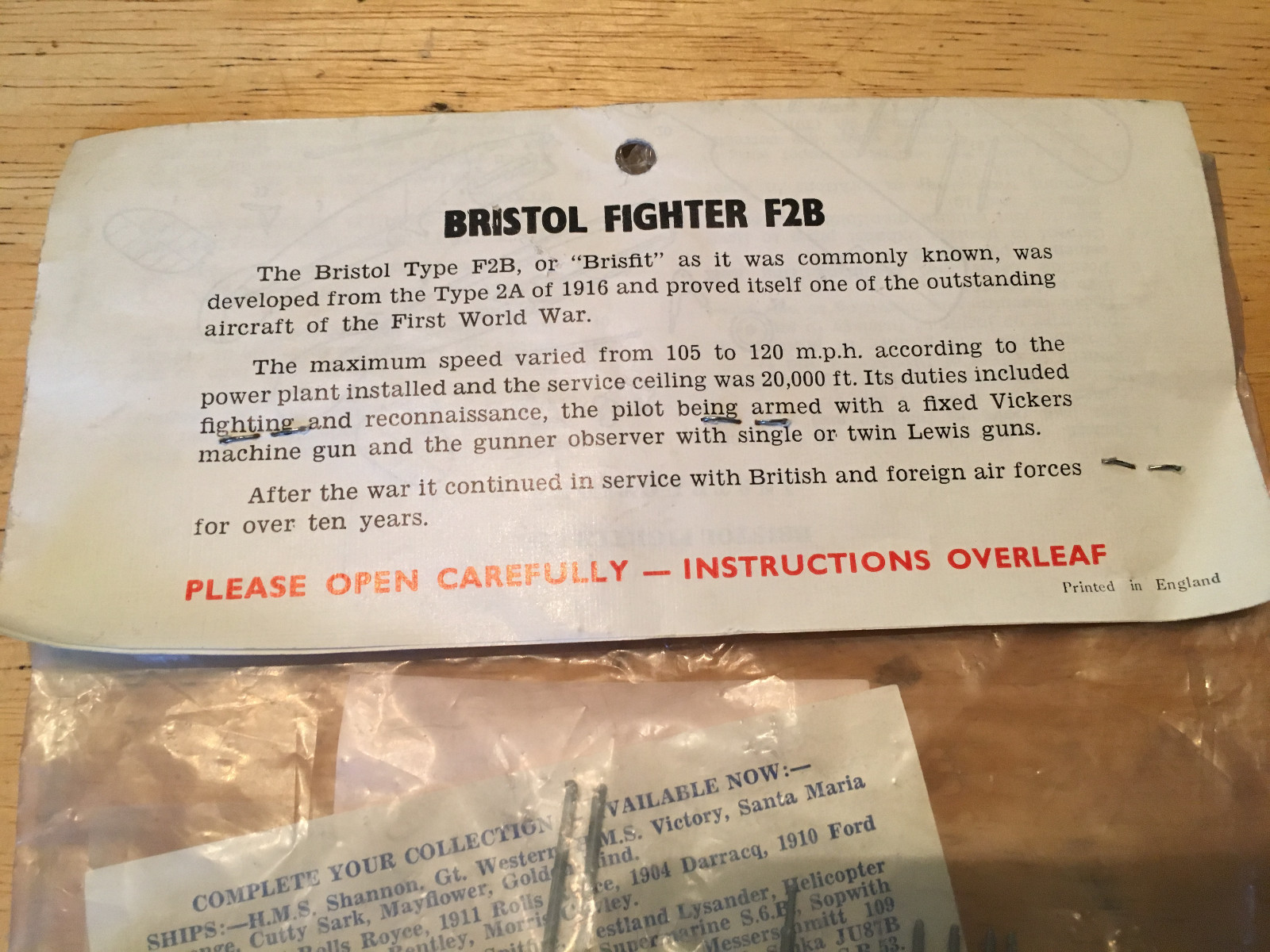 Airfix 1963 New Unopened F2B Bristol Fighter. Aircraft Model Pattern ...