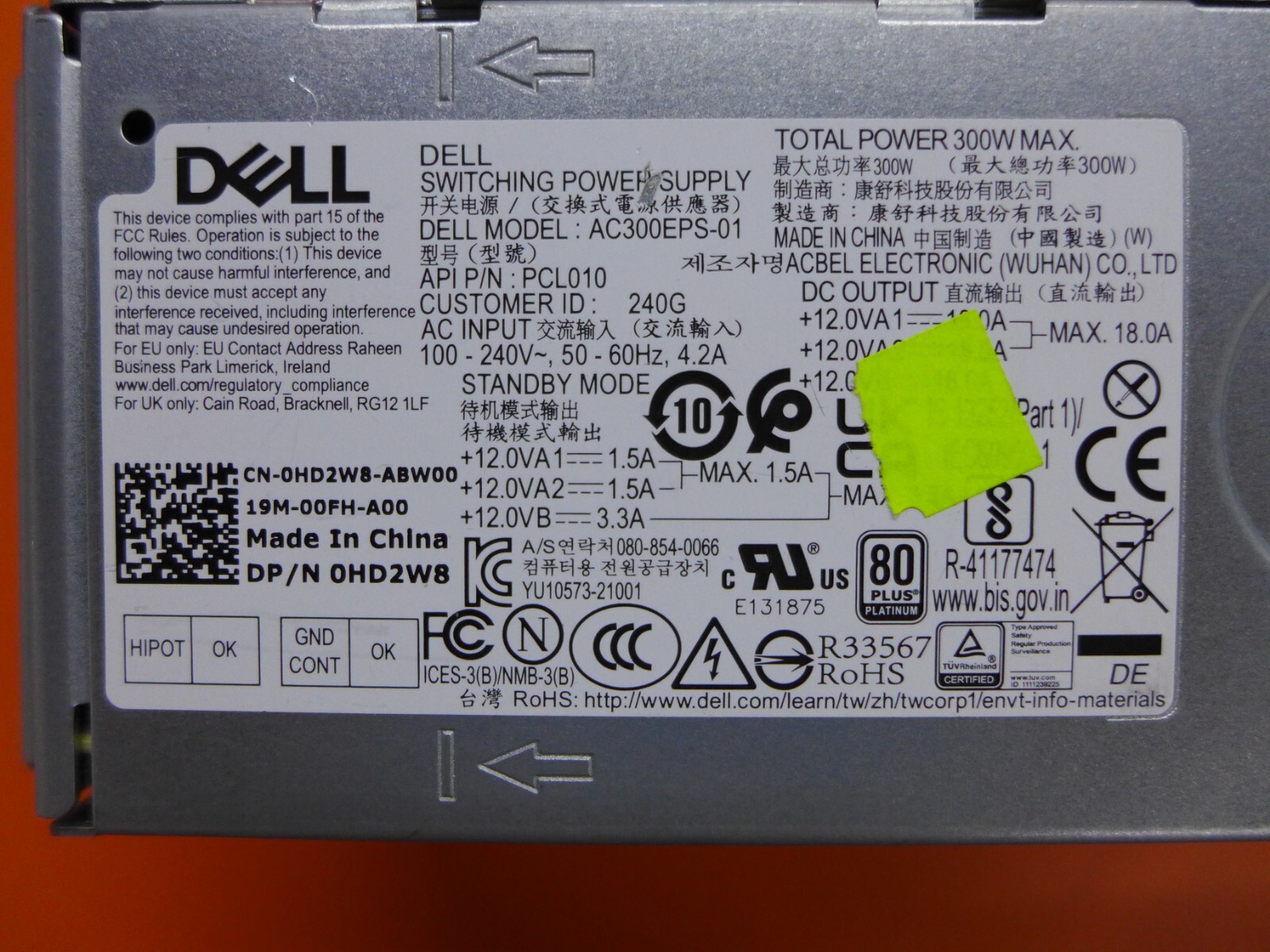 Genuine Dell Precision 3460 3660 300W Power Supply AC300EPS-01 HD2W8 | eBay