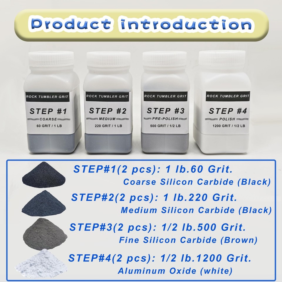 8 LB Rock Tumbler Grit and Polish Kit and Ceramic Tumbling Filler Media ...