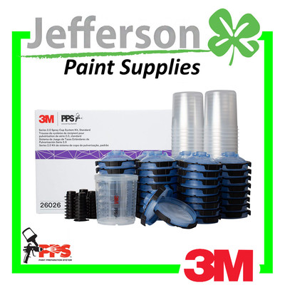 3M 26026 Series 2.0 PPS Spray Cup System Kit 650ml 125 Micron 50 Lids ...