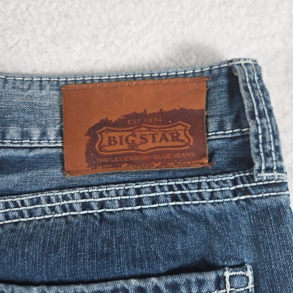 Big Star Jeans Mens 34R Pioneer Bootcut Distressed Dark Wash Denim | eBay