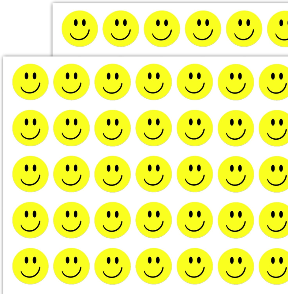 2000 Pack - 0.5" Smiling Happy Smile Face Stickers, Yellow | eBay