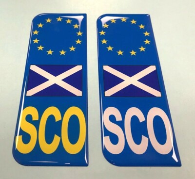 2 x Scotland Euro Sco Vehicle Number Plate Sticker - 39mm - HIGH GLOSS ...