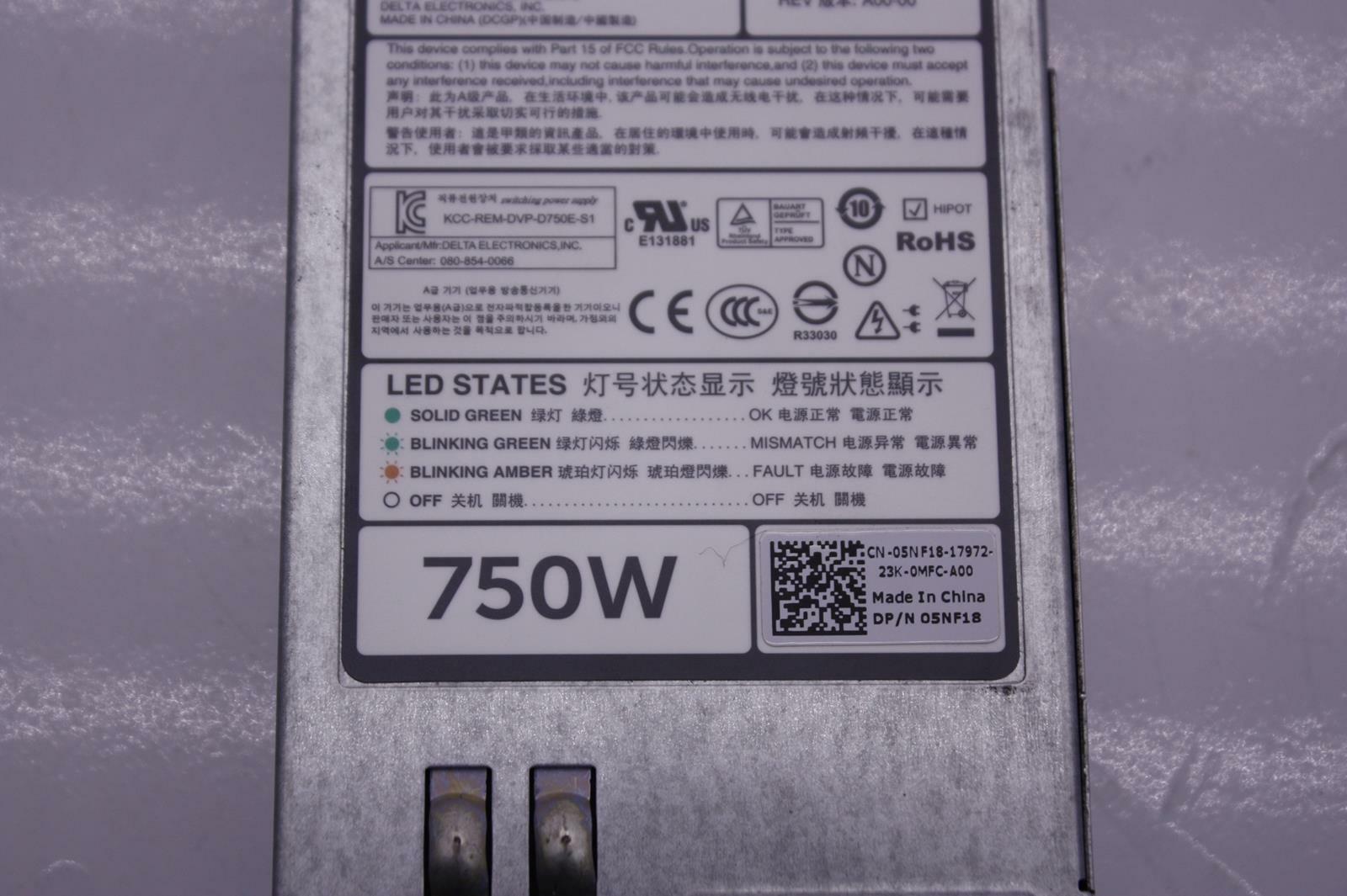 5NF18 Dell PowerEdge R620 R720 750W Switching Power Supply | eBay