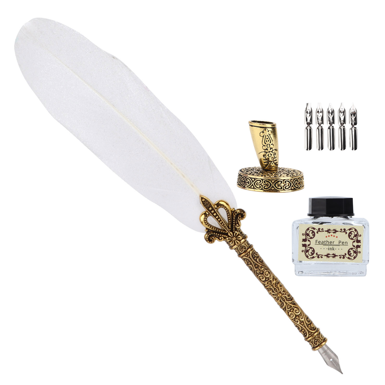 Feather Pen Set Craft Retro Writing Suit For Signature Gift Decoration ...