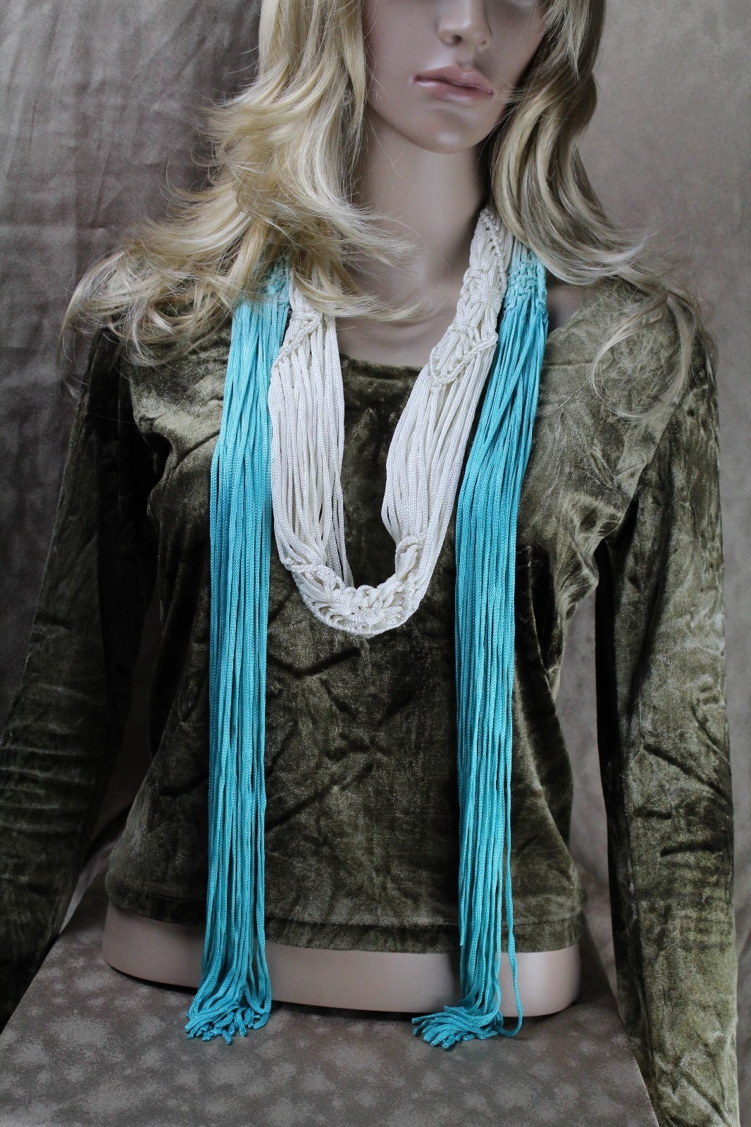 Pretty Pastel Thin Silky Ombre Rope Fringe Necklace Scarf (2 Colors ...
