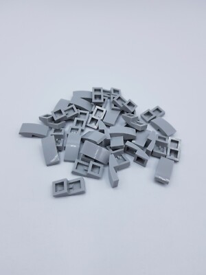 LEGO LOT 40 X PLATE W BOW 1X2X2/3 LIGHT BLUISH GRAY REF 11477 / 6028813 ...