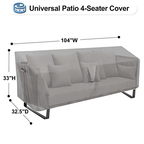 Outdoor Waterproof Patio 4-Seater Couch Cover - UV Resistant Patio Sofa ...