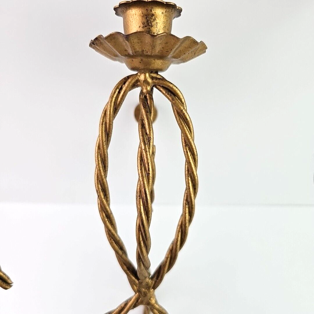 Vtg HOME INTERIOR Homco Gold Metal Twisted Rope Wall Sconce 5 Candle ...