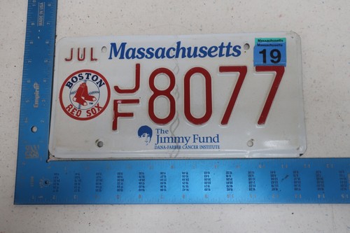 Massachusetts MA License Plate Tag 2019 19 Boston Red Sox Jimmy Fund JF ...