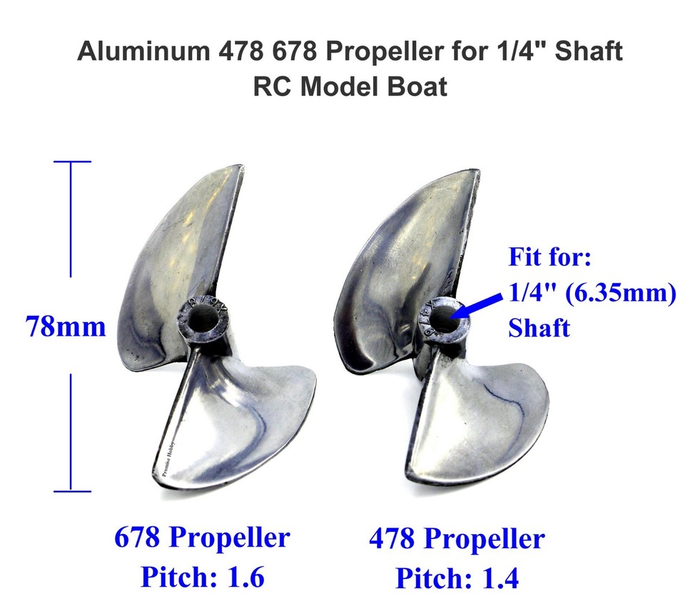 478 678 Aluminum Propeller Left / Right for 1/4" Prop shaft RC Model ...