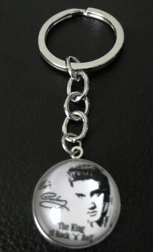NEW VINTAGE ELVIS PRESLEY THE KING OF ROCK & ROLL ART KEYRING BRAND NEW ...