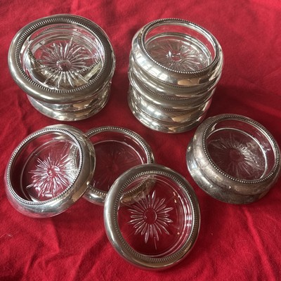 Vintage Silver & Cut Glass Coaster – 4" – Starburst Base | eBay