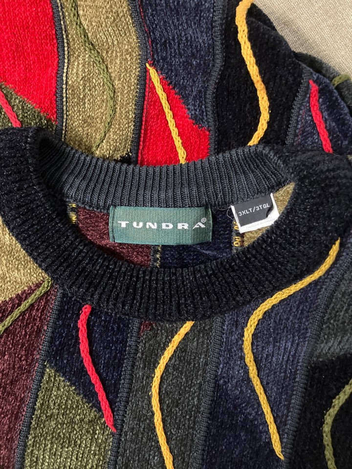 VTG 1990's TUNDRA "Rap" "COOGI" Style Multi-Textured Abstact Swirl ...