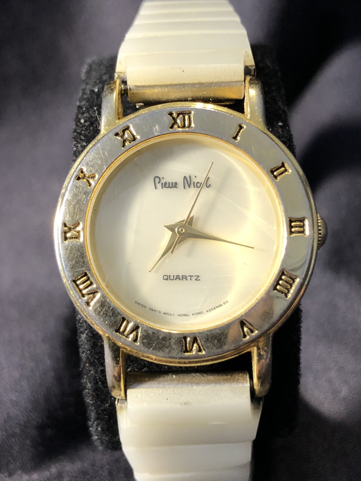 VINTAGE LADIES PIERRE NICOL WATCH Mother Of Pearl Dial w/ Gold Tone ...