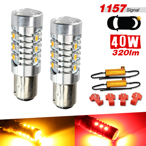 2x 1157 Red-Yellow Switchback LED for Turn Signal Light Bulbs with 2 ...