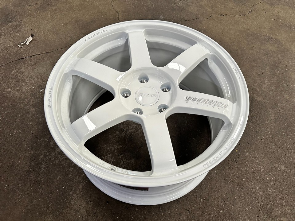 New 18x9.5 ET44 5x120 AOW TE37 SAGA S Plus WHITE Wheel CIVIC TYPE R FK8 ...