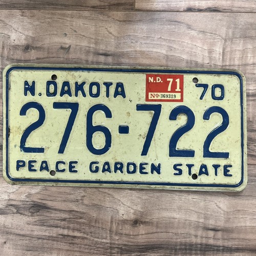 Vintage North Dakota 1970 License Plate 276-722 | eBay