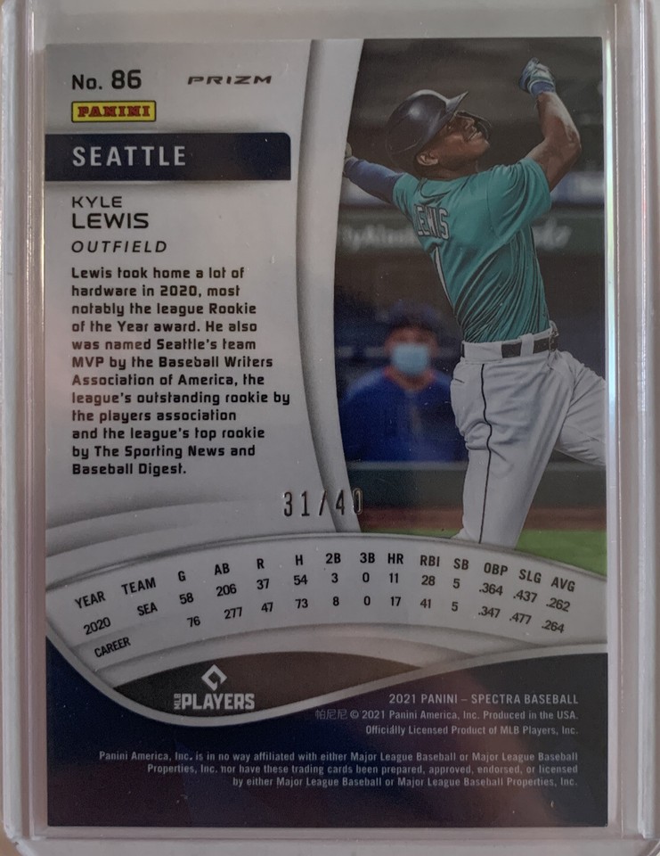 2021 SPECTRA KYLE LEWIS SEATTLE MARINERS PINK #31/40 | eBay