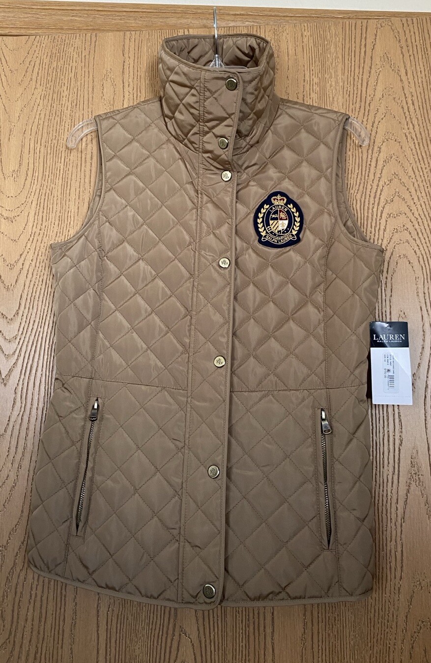 *NWT* RALPH LAUREN Quilted Crest High Neck Vest CAMEL Sz XS | eBay