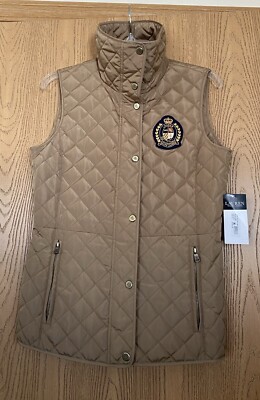 *NWT* RALPH LAUREN Quilted Crest High Neck Vest CAMEL Sz XS | eBay