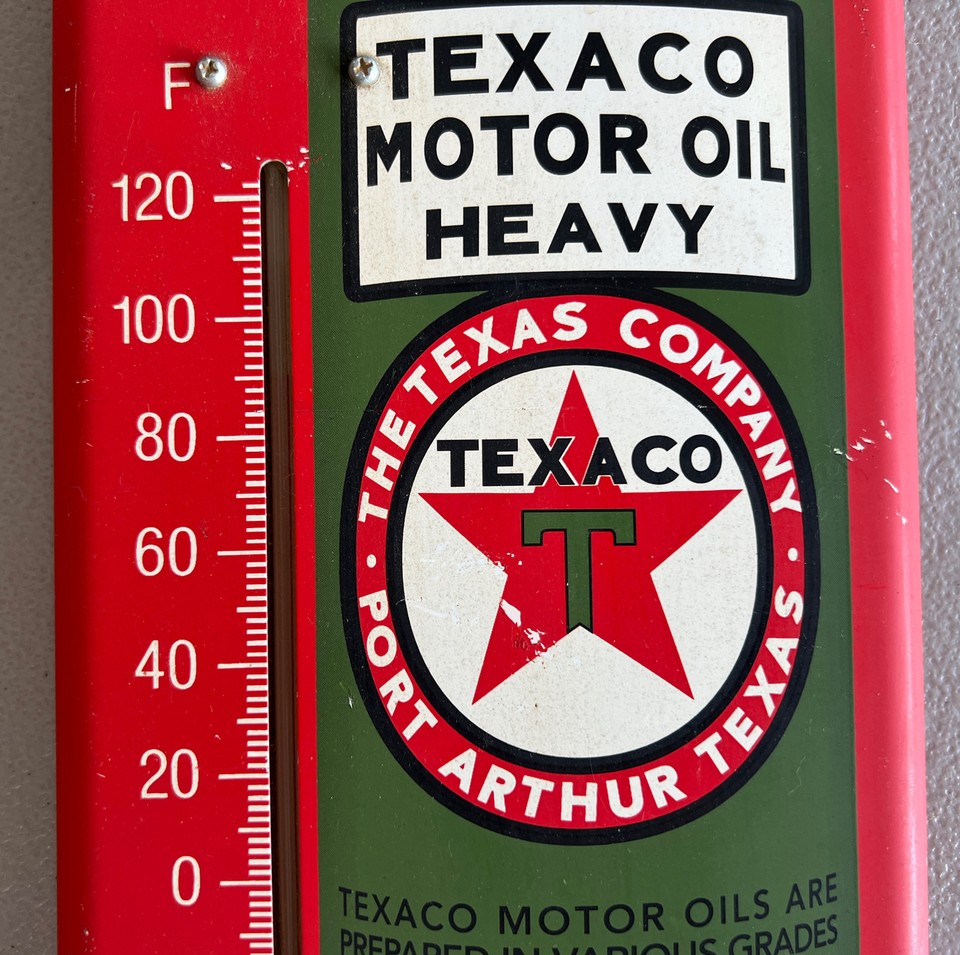 Vintage 1998 Texaco 16" Thermometer Sign Motor Oil Heavy Texas Company ...