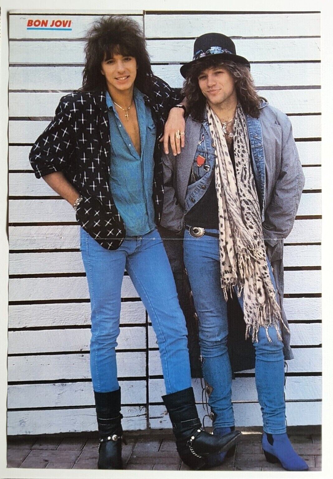 JON BON JOVI RICHIE SAMBORA VINTAGE 80'S 11X16 MAGAZINE CENTERFOLD ...