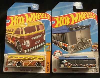🔥 Hot wheels Buses (2 Pack) 🔥 Aint Fare 🔥 Surfin School Bus 🔥 | eBay