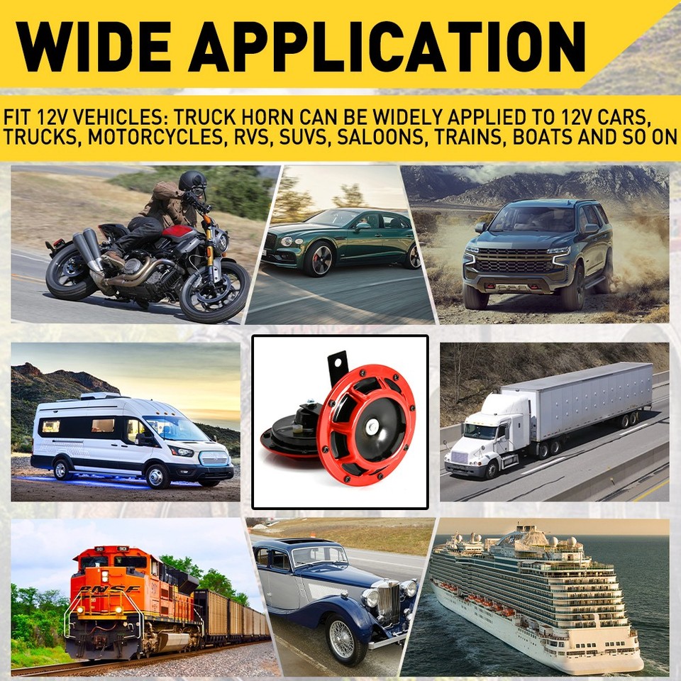 115DB Pair Compact Super Loud Tone Electric Car Blast Horn Set Air 12V ...