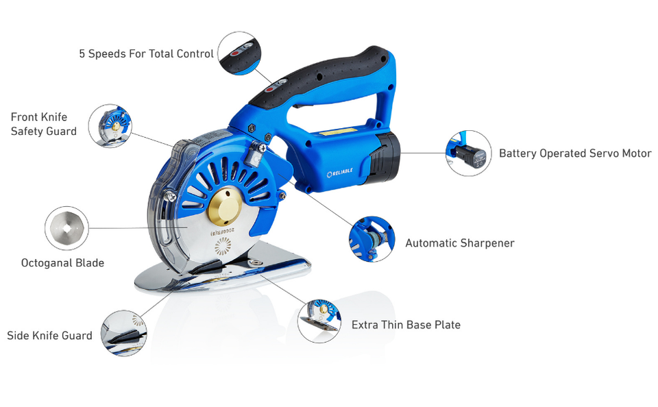 Reliable 2000FR Round Cordless Cloth Cutting Machine 4 Inch Fabric ...