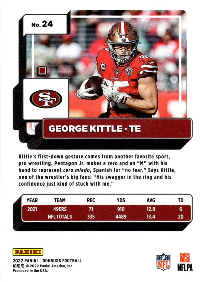 2022 Panini Donruss - George Kittle #24 Press Proof Premium 49ers | eBay