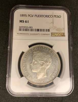 1895 1.Peso Puerto Rico 🇵🇷 Silver Coin MS 61 Rare Coin 😎ÀC😎 | eBay