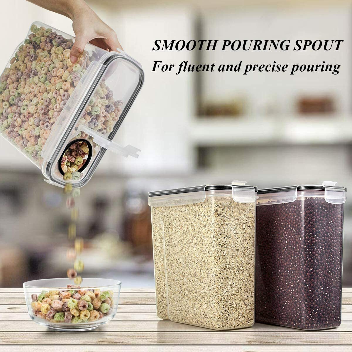 Cereal & Dry Food Storage Containers with 4 Sided Lock Lids System ...