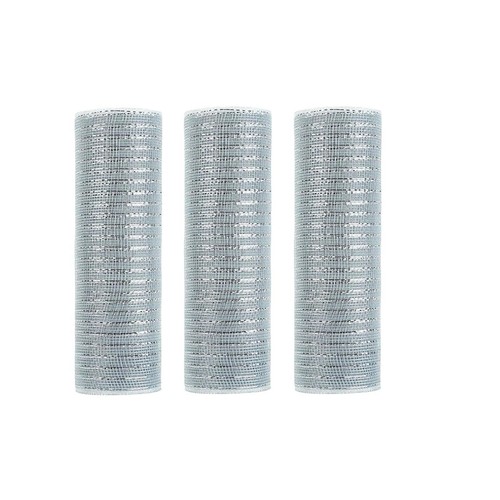 3 Rolls Silver Deco Mesh Ribbon for Wreath Making Supplies 10 Inch x ...