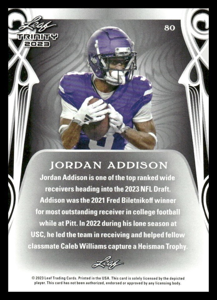 2023 Leaf Trinity Jordan Addison Rc #80 | eBay