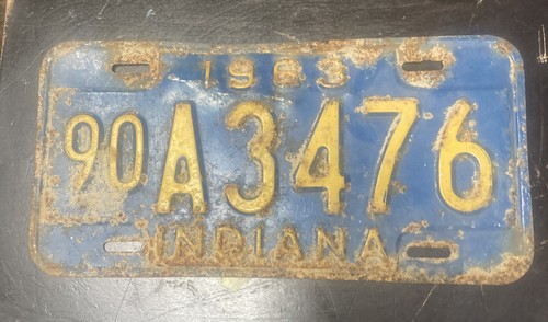 rare Vintage 1963 Indiana License Plate Blue Yellow | eBay