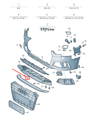 AUDI A4 Avant B9 Front Bumper Spoiler 8W0807717A3Q7 8W0807717A 3Q7 NEW ...