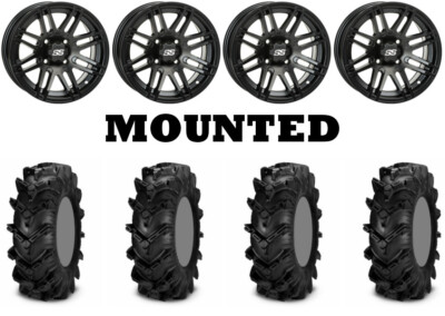 Kit 4 ITP Cryptid Tires 30x10-14 on ITP SS316 Matte Black Black Ops ...