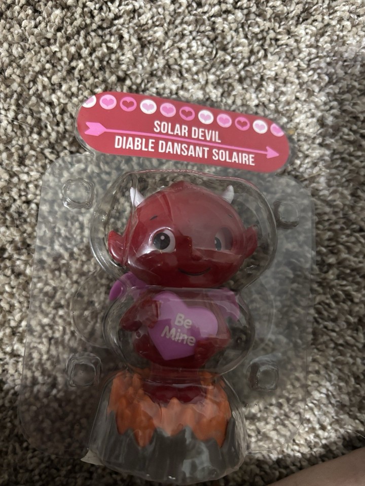 Solar Powered Dancing Devil Bobble Head Toy Valentine's Day w Blinking ...