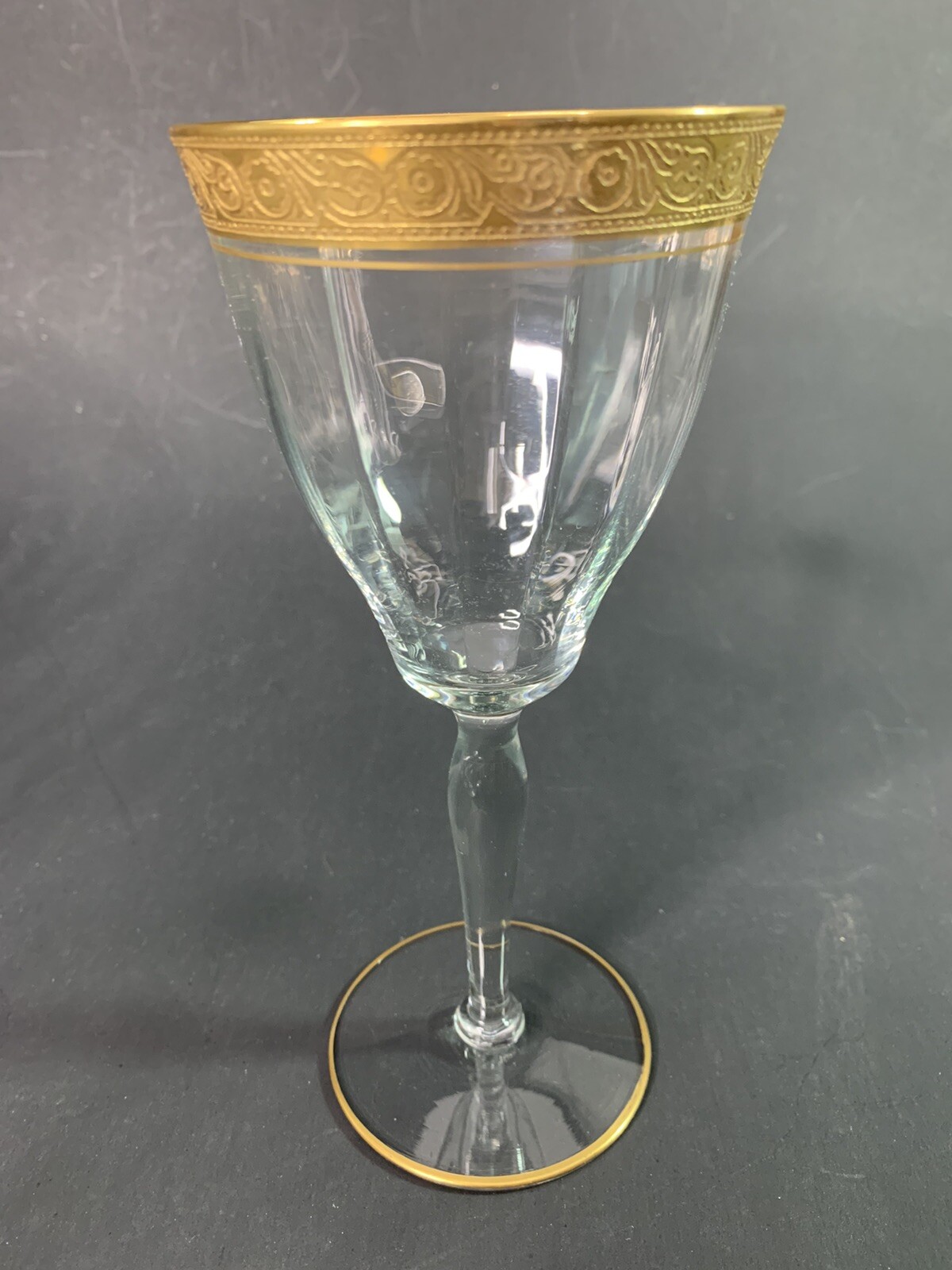 TIFFIN crystal MINTON 14196 pattern Gold Encrusted Water Goblet - 7 3/4 ...