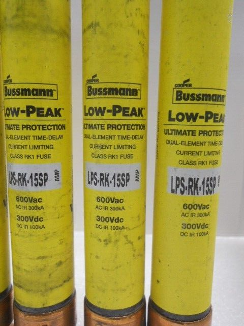Nice Lot Bussmann LPS-RK-15SP Amp Fuses Low-Peak 600 Volts Class RK1 ...