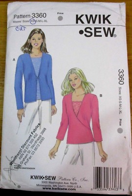 Kwik*Sew Sewing Pattern No. 3360 LADIES KNIT TOPS SIZE XS | eBay