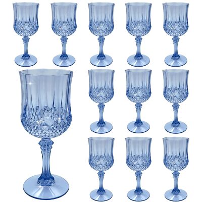 Blue Plastic Wine Glasses，Blue Plastic Goblets for Parties，Blue ...